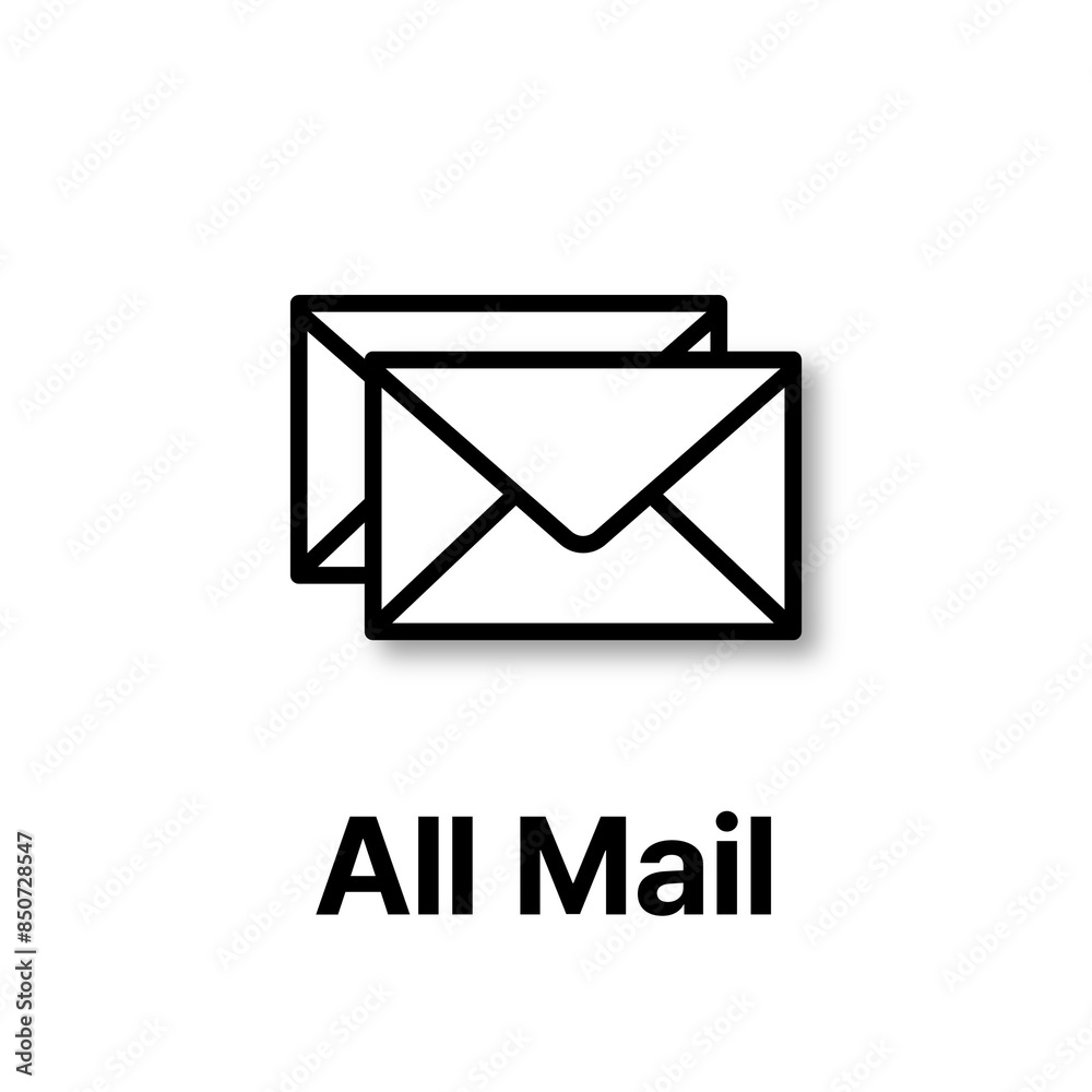 Simplified e-mail icon. Modern linear PNG icon for UI design. all mail ...