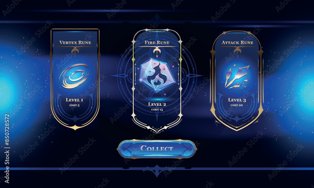 Set of Fantasy Modern User Interface Elements. Fantasy magic HUD with ...