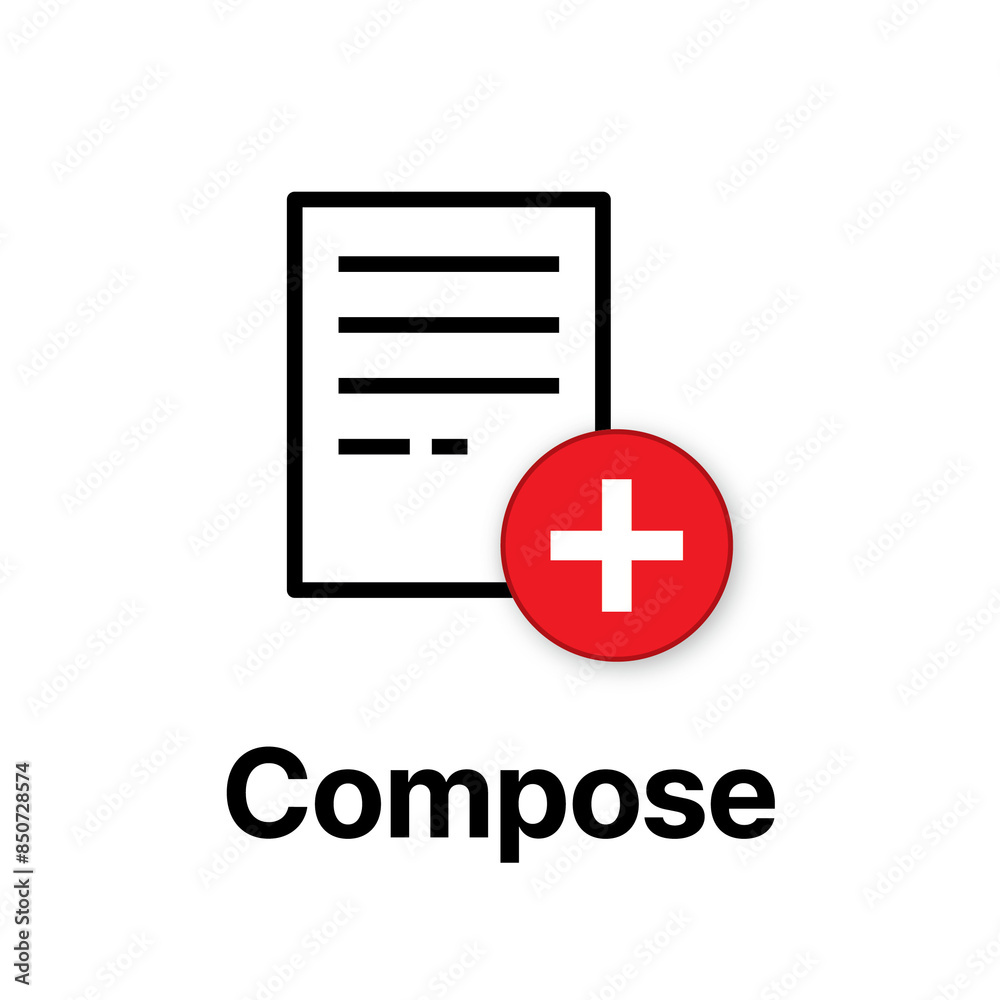 Simplified e-mail icon. Modern linear PNG icon for UI design. compose ...