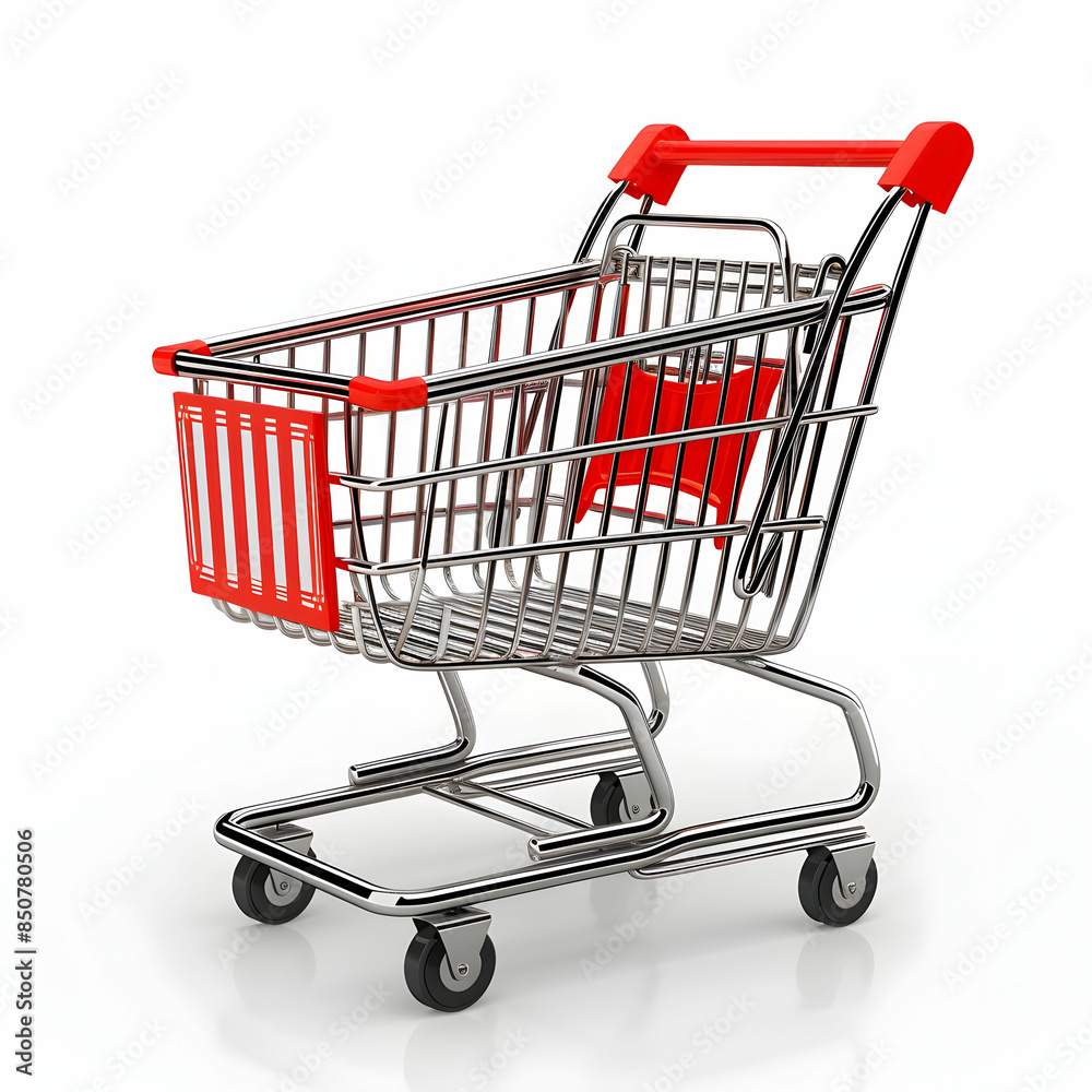 3D Flat Icon Shopping Cart and Barcode with Copy Space on White ...