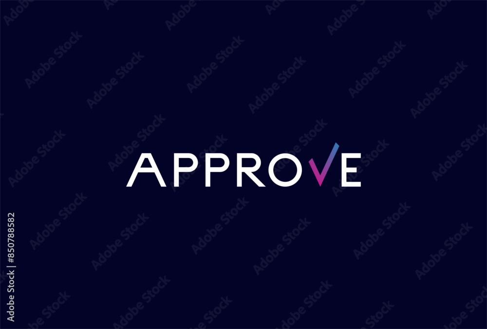 Approve Logo, letter V as A checkmark icon in text Approve typography ...