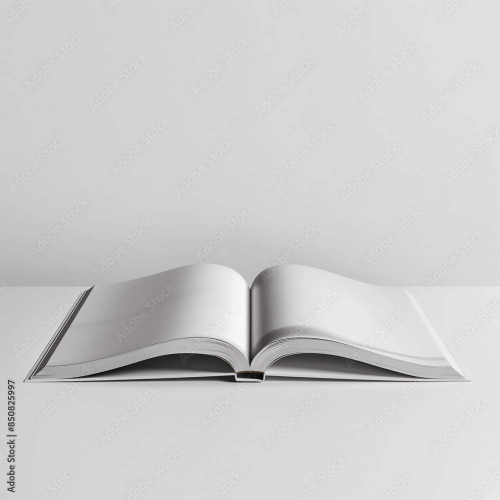 Open Blank Magazine Mockup on White Background, Top View, Detailed ...