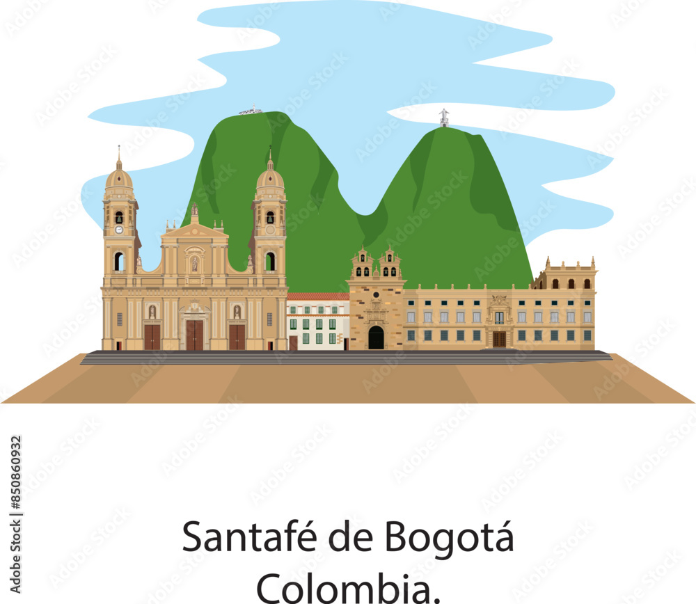 Main square of Santa Fe de Bogota, Colombia, Catholic cathedral ...