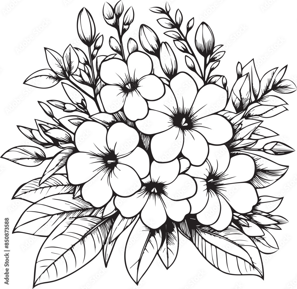 Allamanda cathartica flower illustration isolated on white, engraved ...