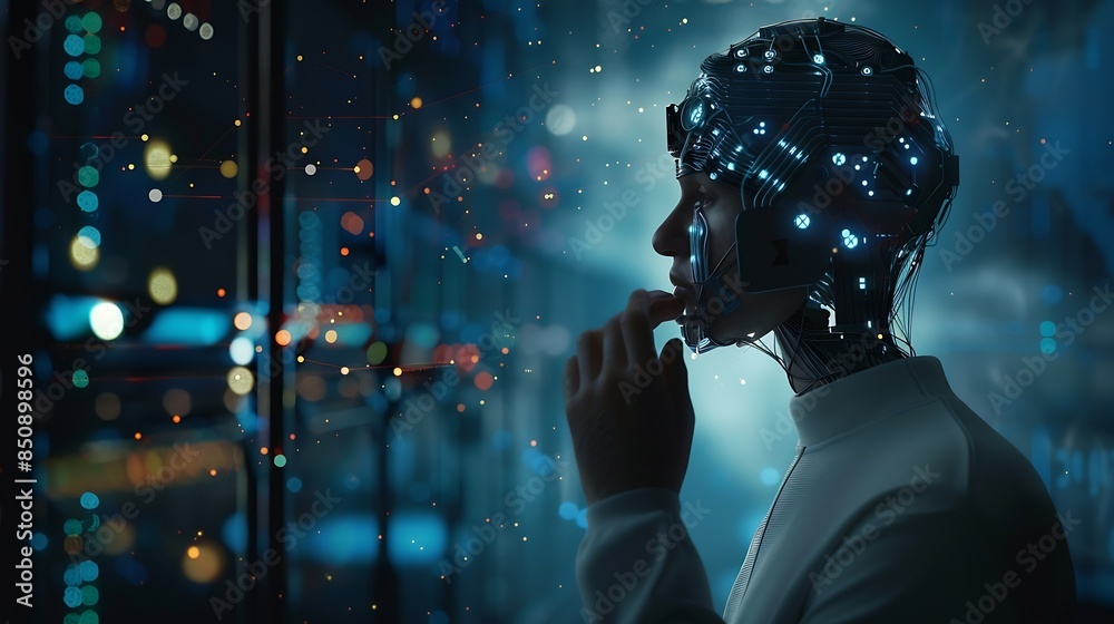 Human interact with AI artificial intelligence virtual assistant ...