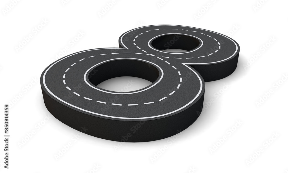 Ilustración de Stock Number 8 Road 3d png. Road Uppercase letters. Road ...