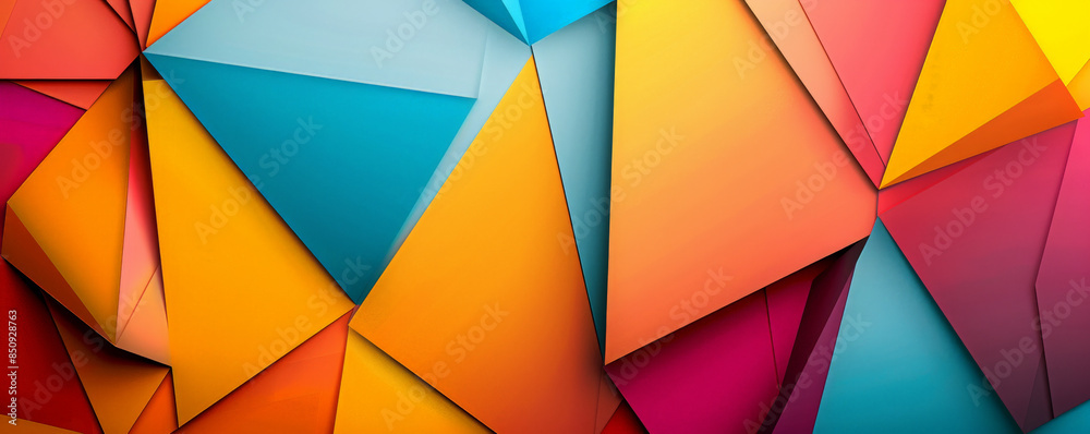 Colorful background with bright, overlapping triangles in primary ...