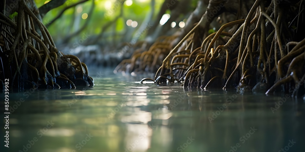 Mangrove swamps twisted roots murky waters unique ecosystem teeming ...