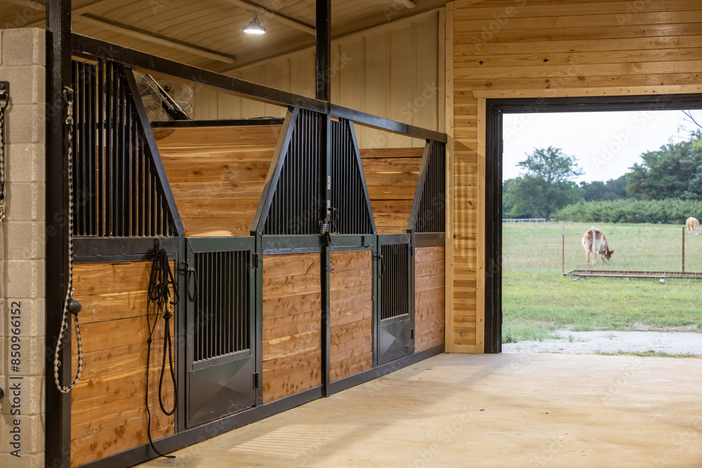 Stall barn alley way stall doors Stock Photo | Adobe Stock