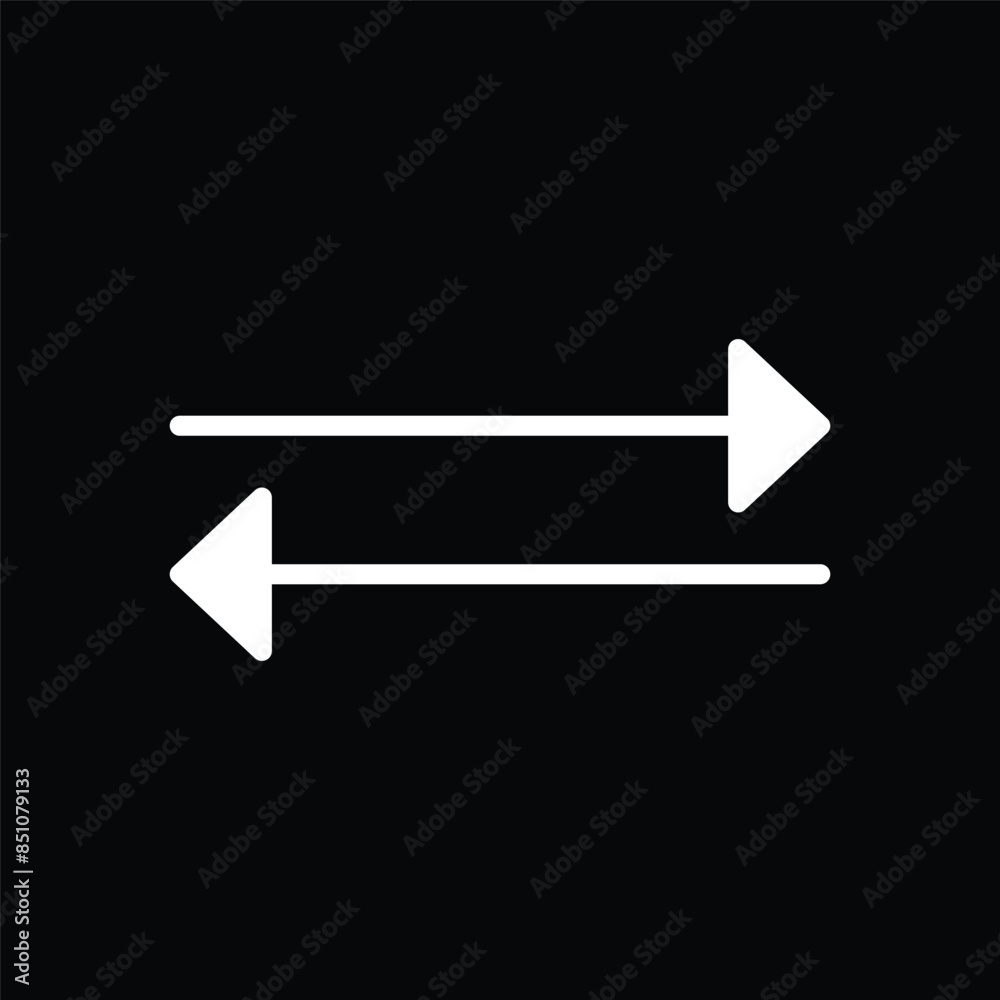 Horizontal dual sided straight arrow signs black background. Red and ...