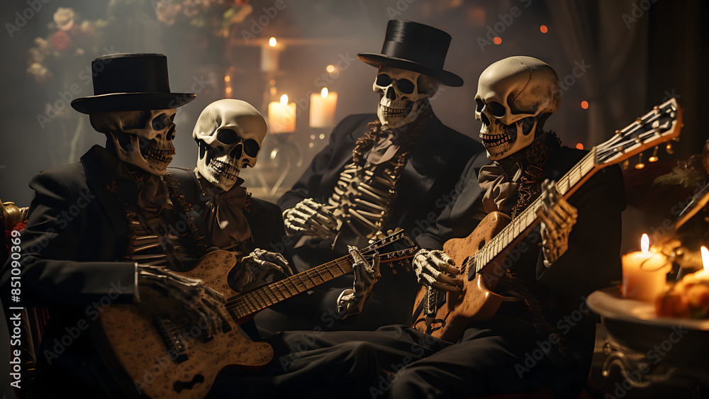 Foto de Stock Skeleton Band - Skull Face, Musicians, Undead, Evil ...