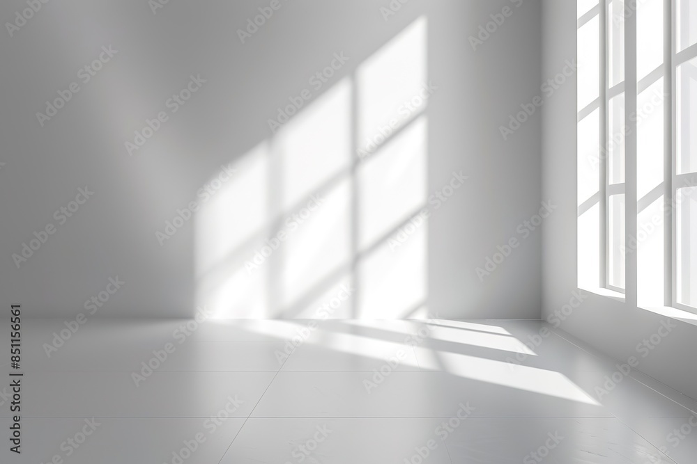 room empty white wall window interior floor clean render space blank ...