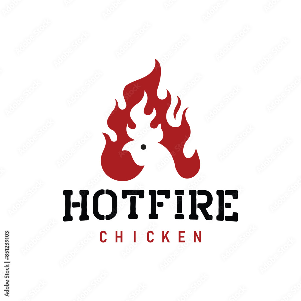 Fire chicken logo concept illustration. Hen flame hot symbol vector ...