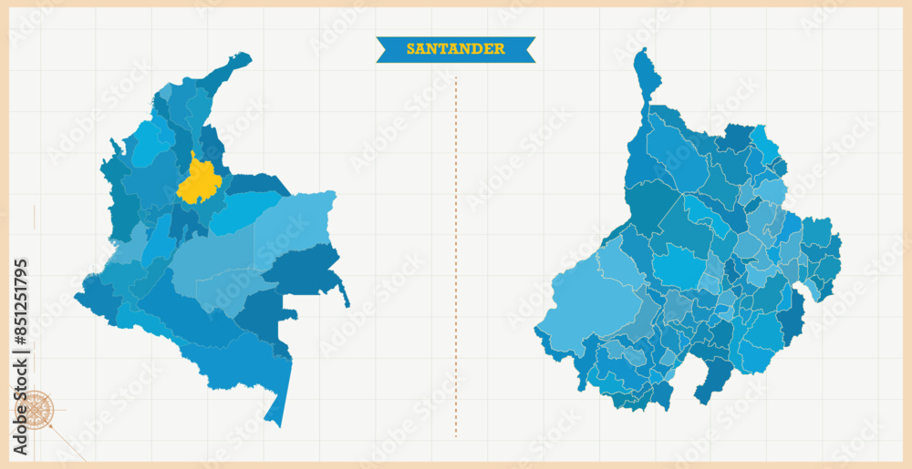 A Map highlighting Santander in the Colombia Map, Santander and ...