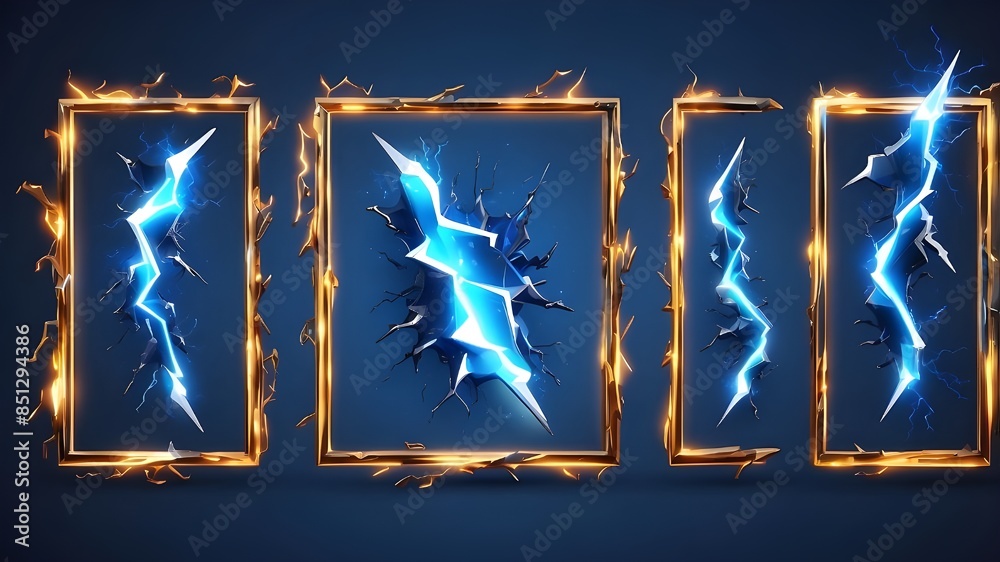 Lightning frames are square and rectangular forms with blue electric ...