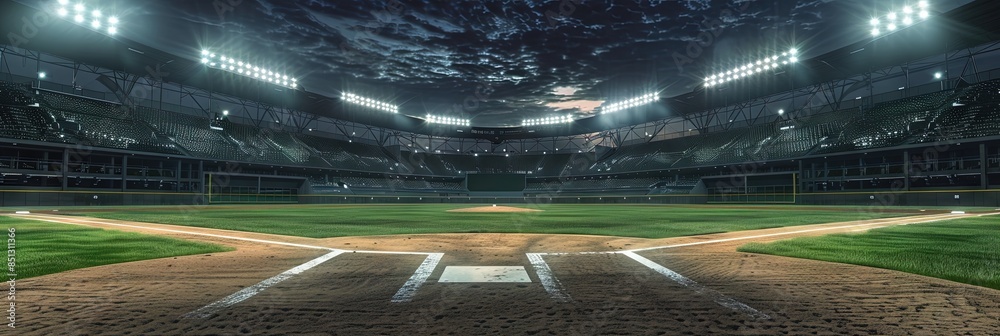 Foto de Stock Baseball field - baseball diamond inside empty stadium ...