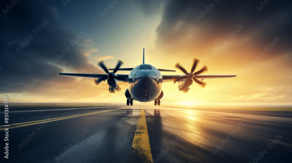 Military cargo aircraft executing landing maneuver during vital ...