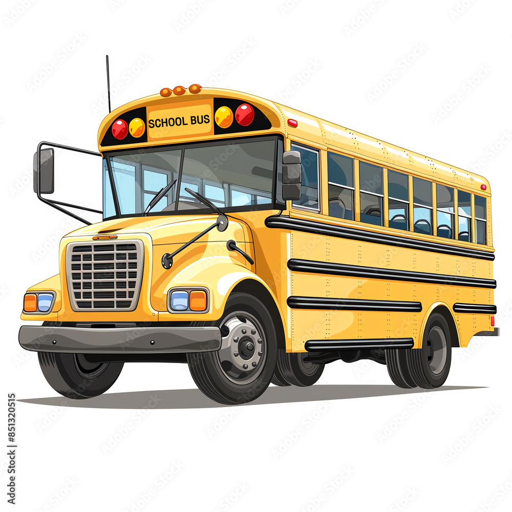 A school bus clipart, school supply element, vector illustration, yellow, isolated on white ...