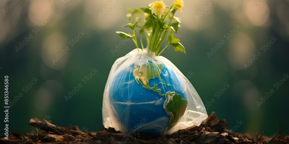 Earth Day message promoting reduction of singleuse plastics to protect ...