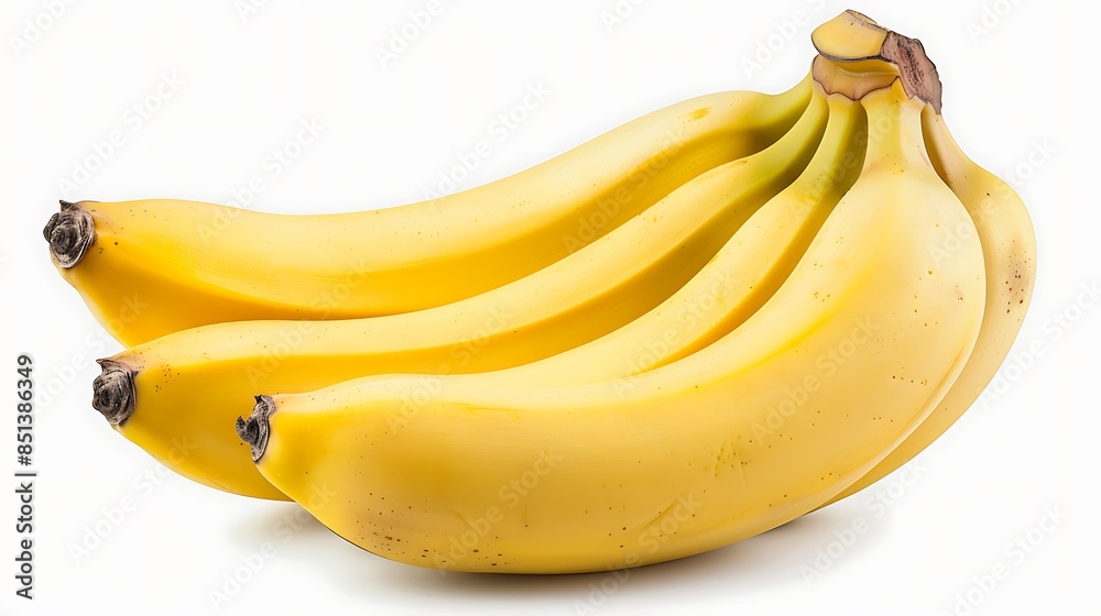Side view of delicious yellow ripe bananas white background Stock Photo ...