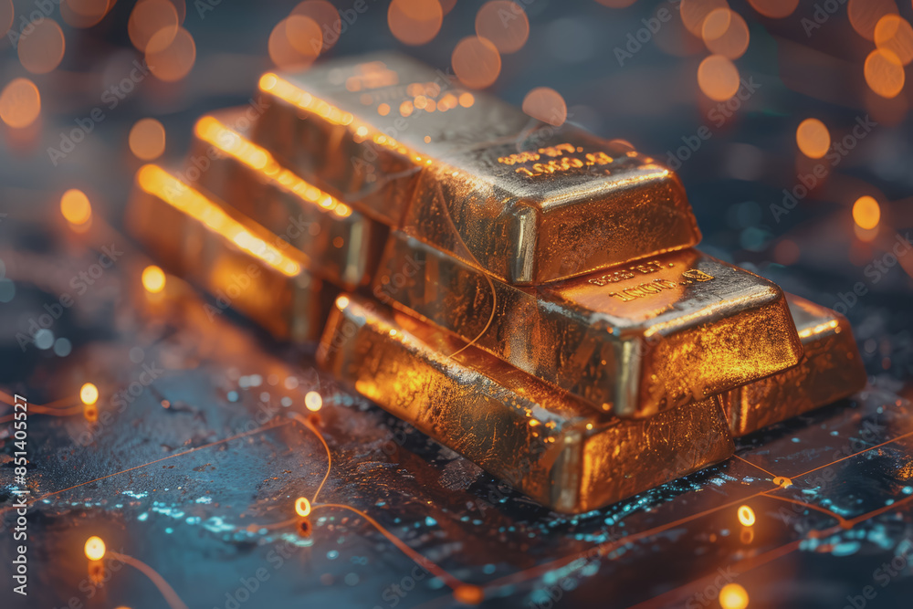 Gold bars stack on rate product life cycle stages with graphical data ...