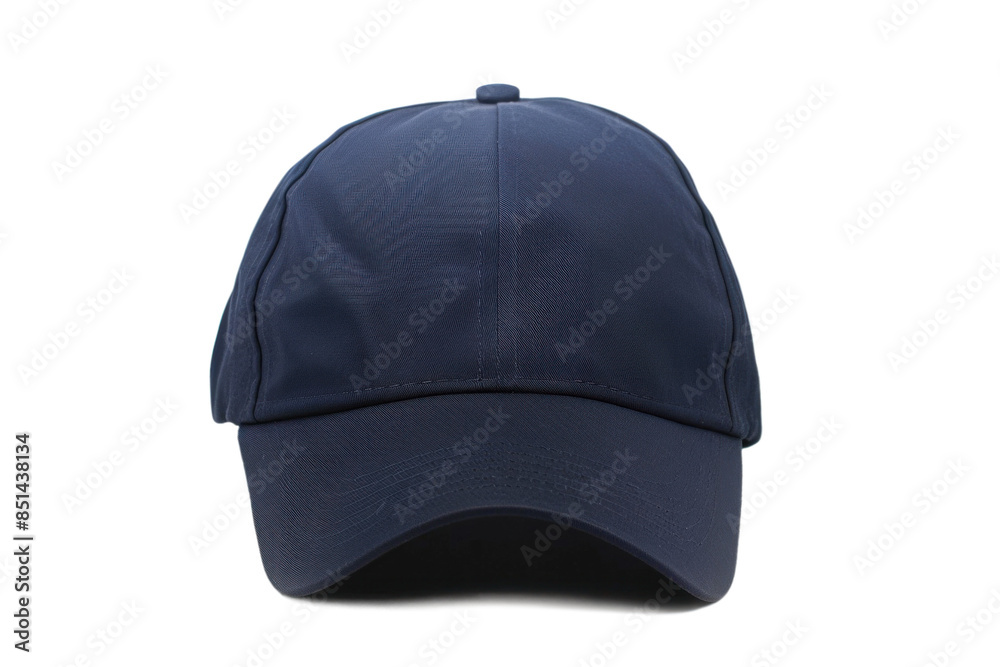 Navy blue baseball cap shown from the front against a solid white ...