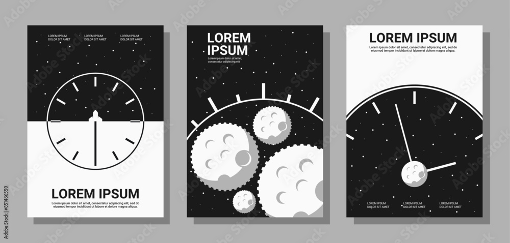 Simple space and time poster or cover templates for branding ...