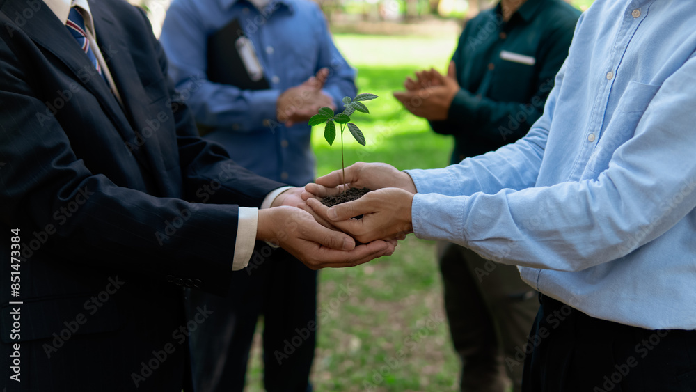 Global community teamwork for Group of business hands holding young ...