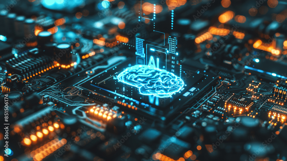Artificial Intelligence and AI technology concept processor chip or ...