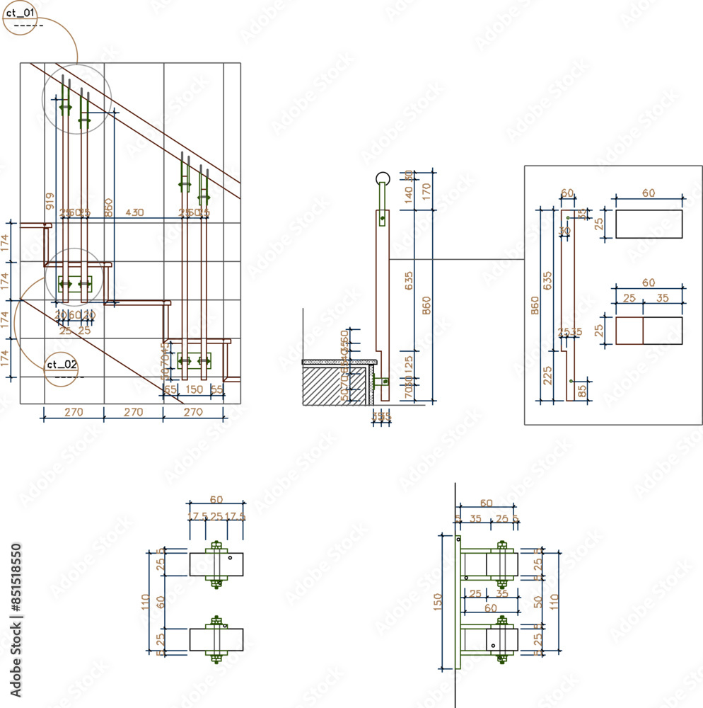 Sketsa ilustrasi siluet vektor, gambar desain teknik arsitektur, detail ...