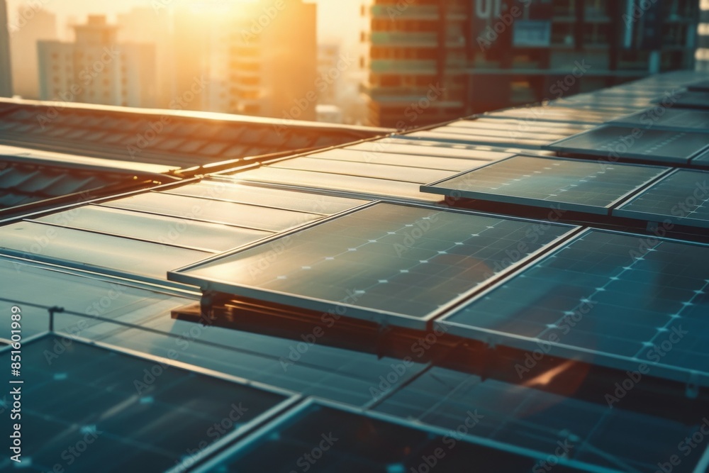 Rooftop Solar Panels in Sunlight: Showcasing Green Energy ...