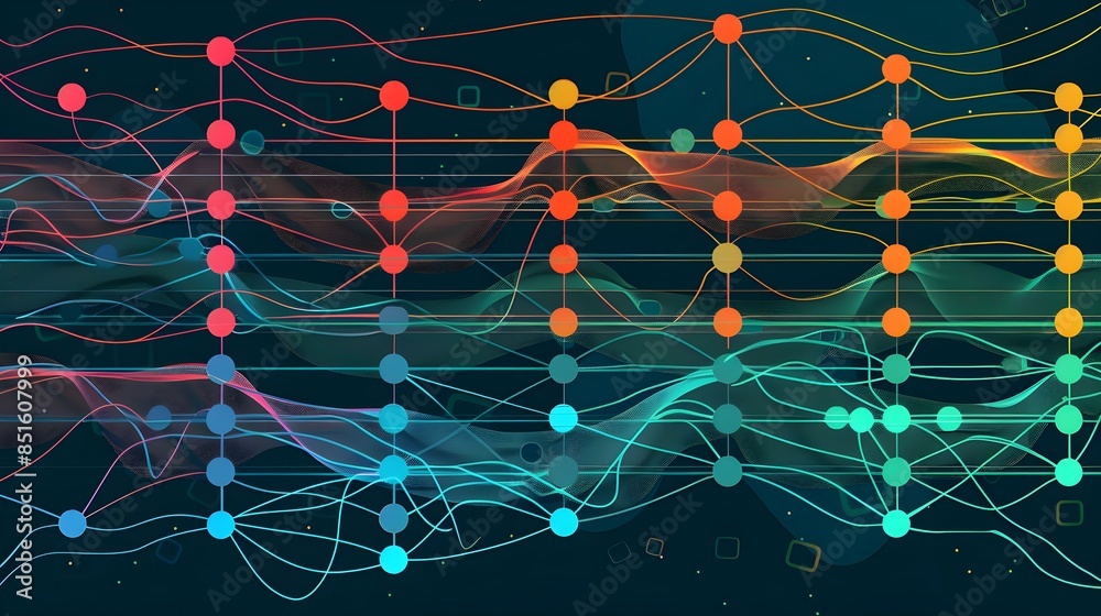 Illustration Stock Deep learning neural network. A diagram of an ...