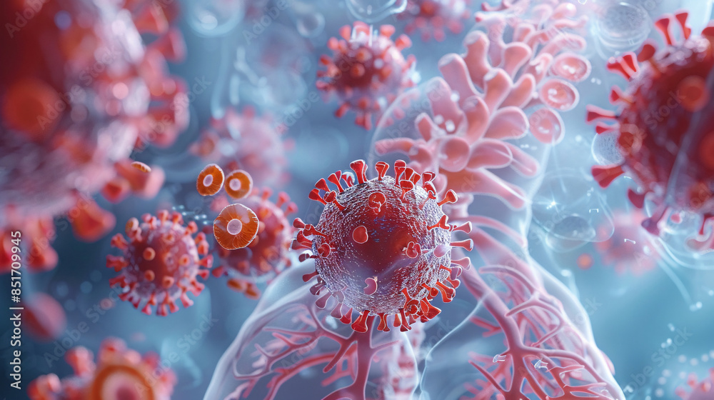 3D medical diagram showing the progression of mucor mycosis in the ...