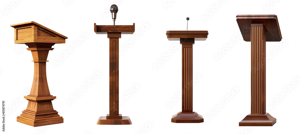 brown wood speech stand and microphone - Podium set - lectern ...