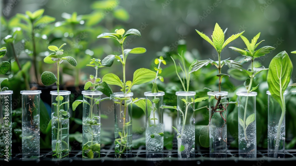 Nurturing Green Plants in Test Tubes with Water: Houseplants and ...