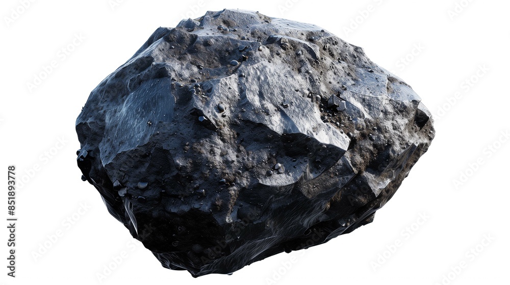 a meteor with a mix of smooth and rough textures isolated on a white ...