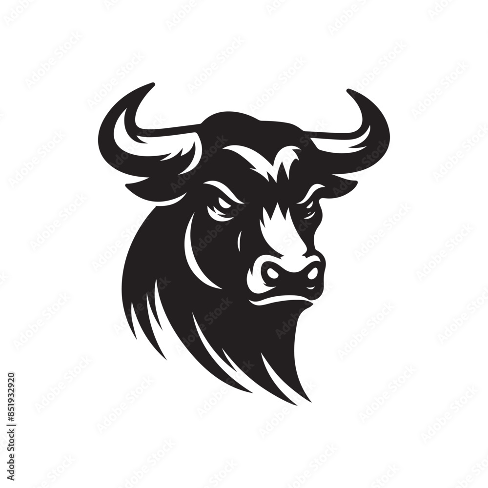 Bull images set. Bull logo designs set, Stylized silhouettes of ...