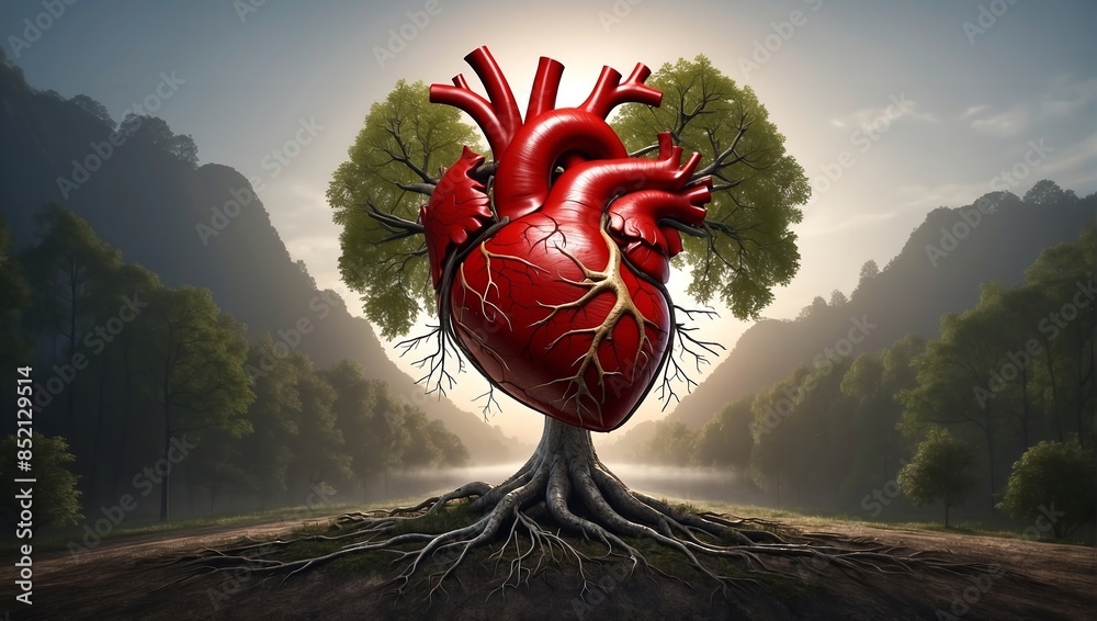 Human heart health concept as a symbol for growing a body organ and the ...