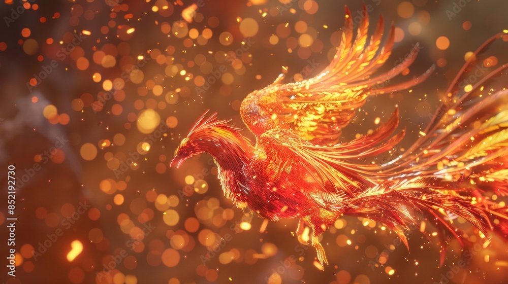 Phoenix bird fire fantasy firebird abstract magic 3D eagle animal ...
