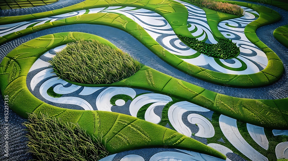 Harmonious Flow: Abstract Zen Garden of Tranquility and Balance with ...