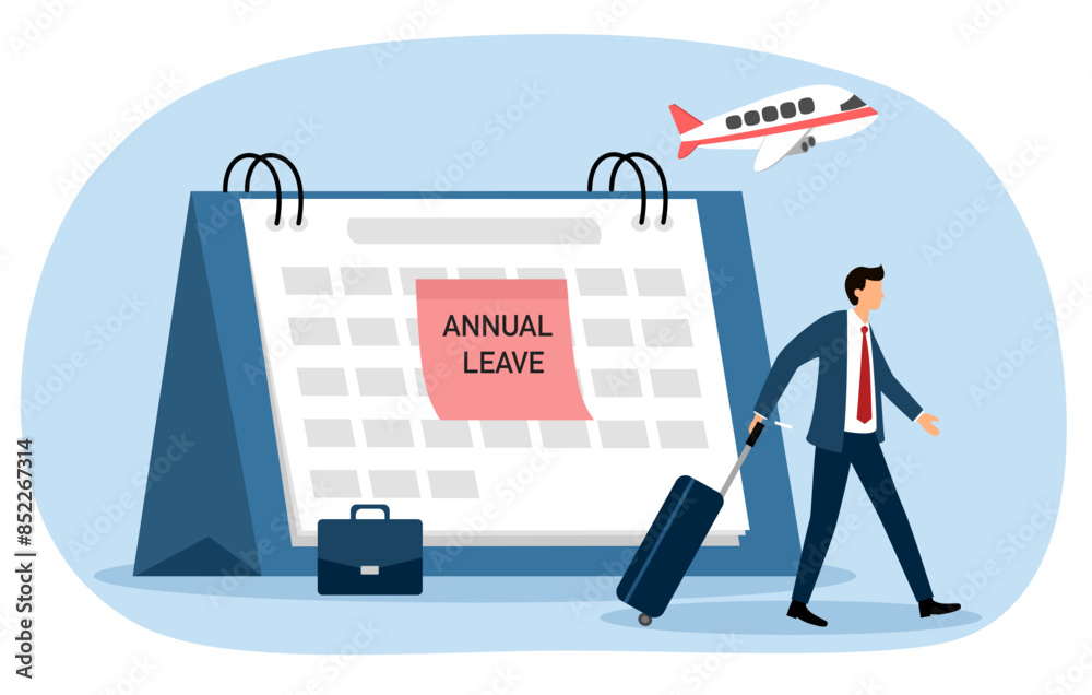 Annual leave relaxation holiday concept vector illustration. Annual ...