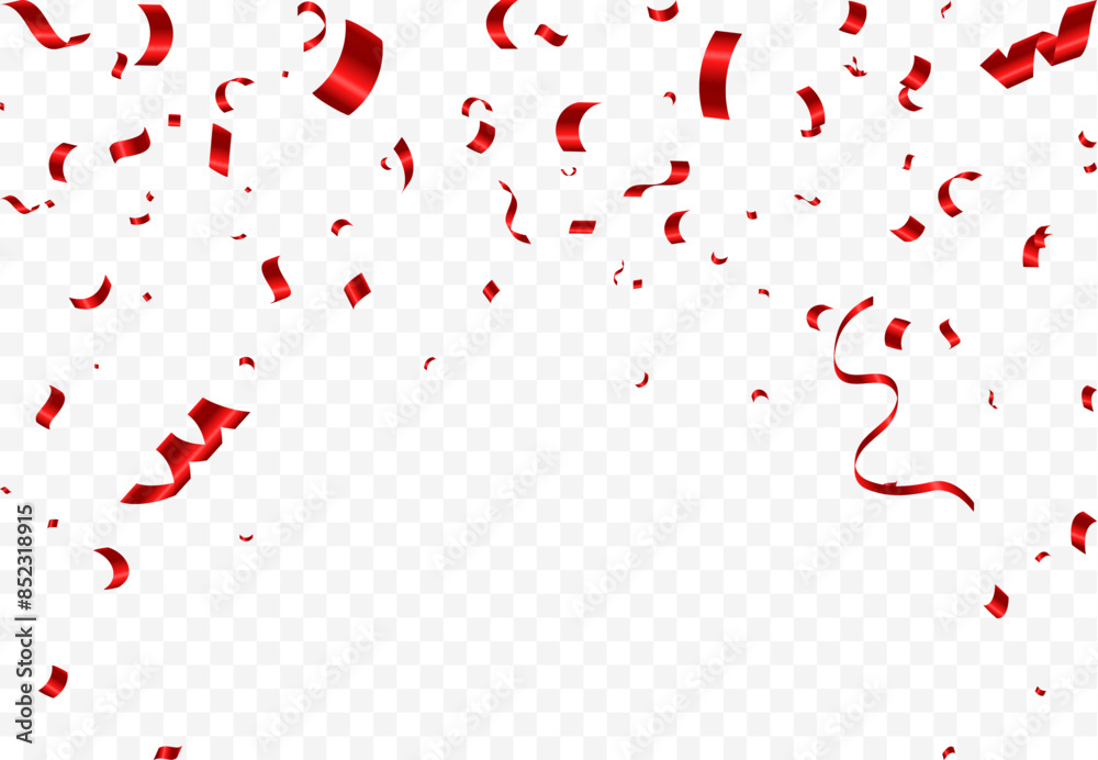 Vector illustration of red confetti party background. Design for ...
