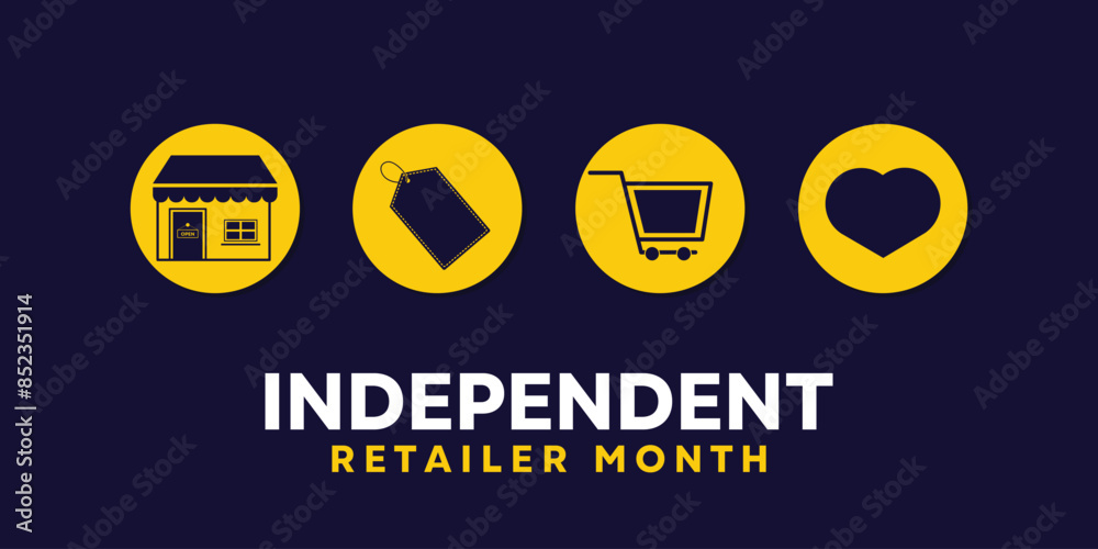 Independent Retailer Month. Store, label, trolley and heart. Great for ...