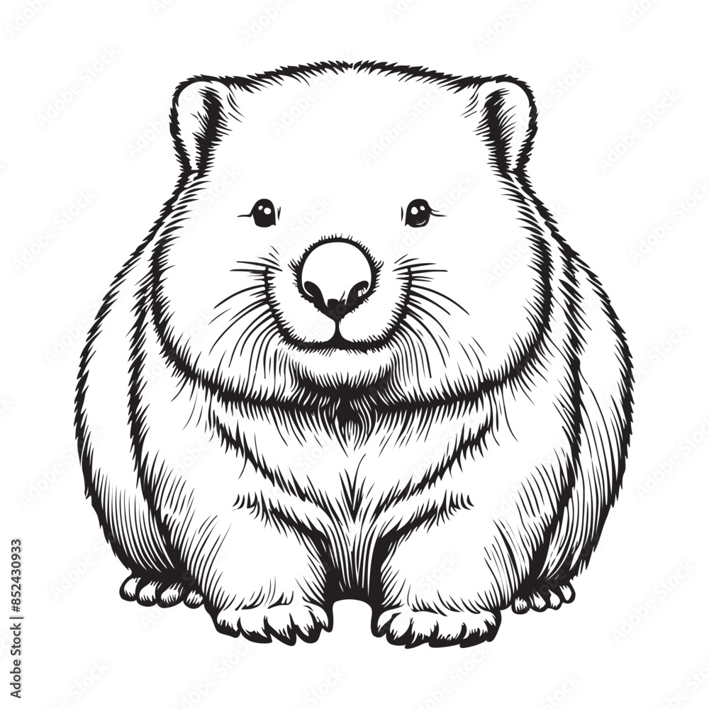 Line art of wombat cartoon vector illustration Stock Vector | Adobe Stock