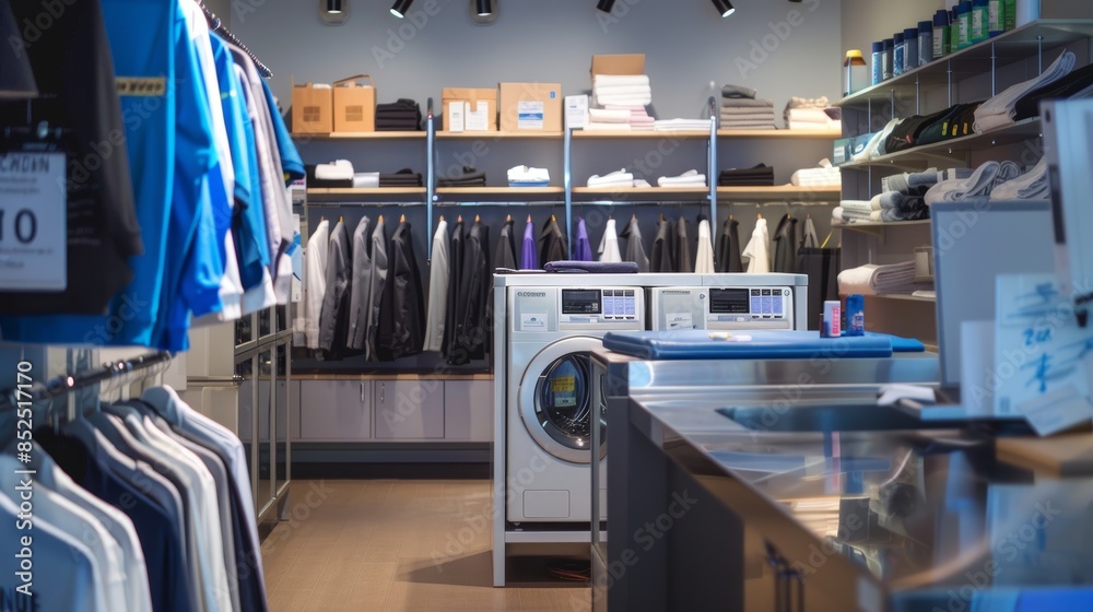 Modern Dry Cleaning Shop with Loyalty Program Sign-Up Area and ...
