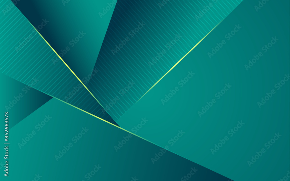 Abstract deep green background with geometric triangle shapes and ...