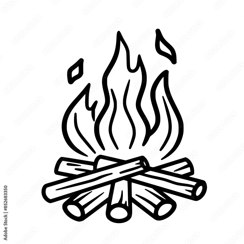 Vector de Stock Flame Clipart, Flame Silhouette, Campfire SVG Bundle ...