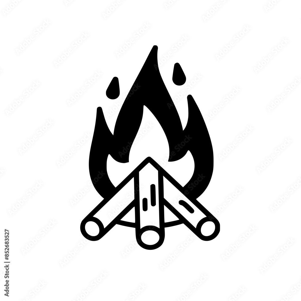 Vektor Flame Clipart, Flame Silhouette, Campfire SVG Bundle, Camping ...