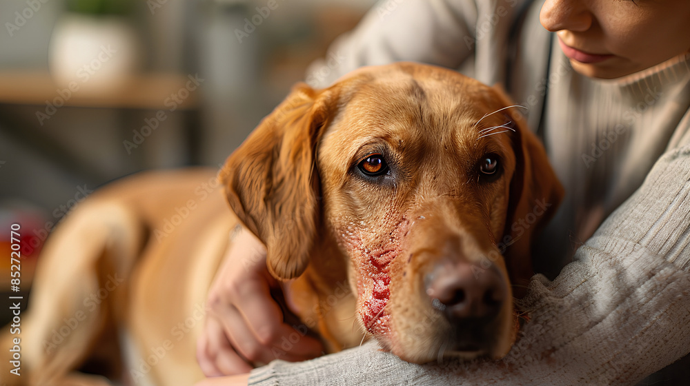 Diseases of dogs. A Labrador with a skin disease Stock Illustration ...