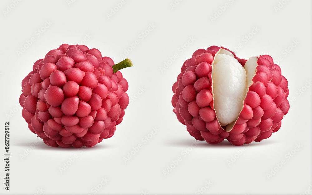 Lychee litchi lichee fruit, many angles and view side top front group ...